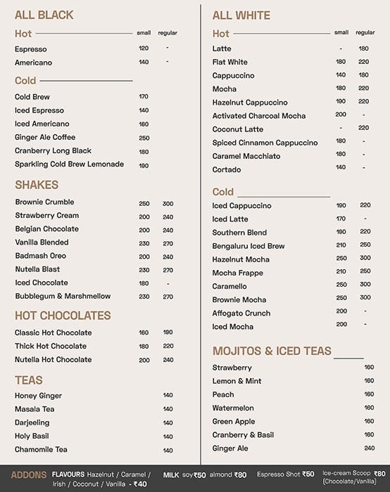 Menu of Sardar-Ji-Bakhsh Coffee, Gomti Nagar, Lucknow