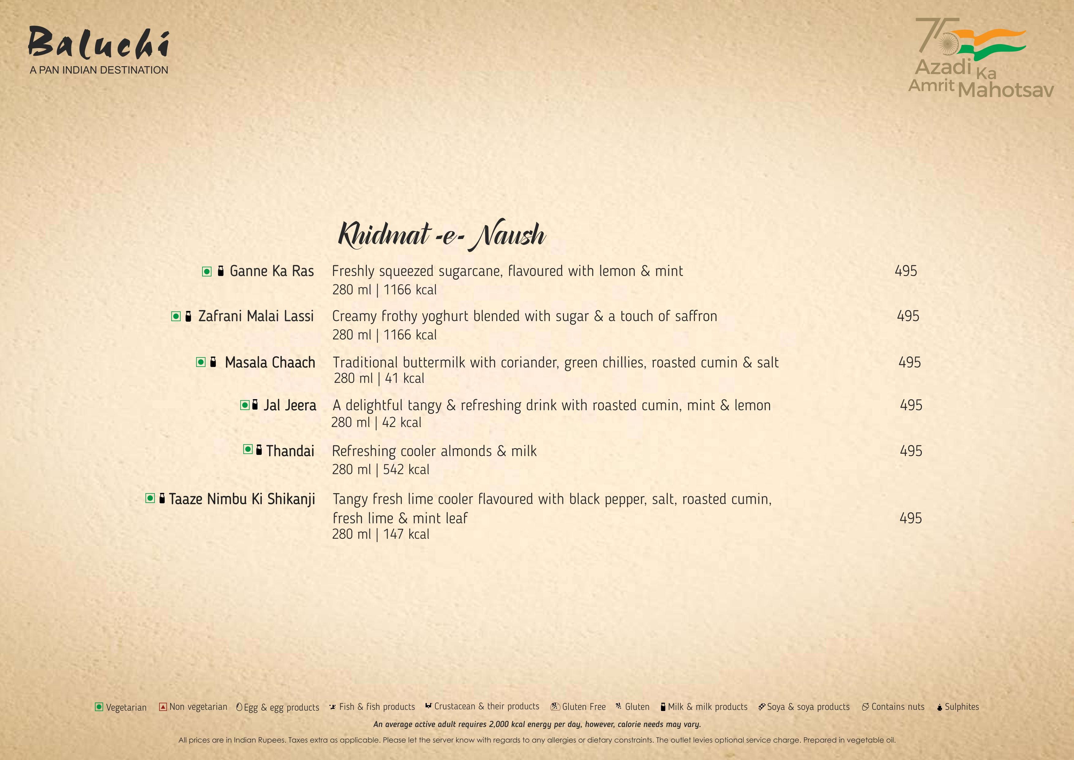 Menu of Baluchi - The Lalit New Delhi, The Lalit, Connaught Place, New ...