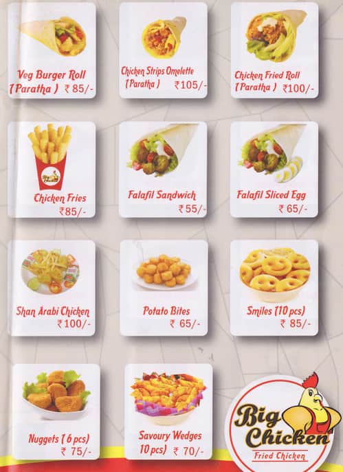 Menu at Big Chicken, Bengaluru, 2J9P+VM9