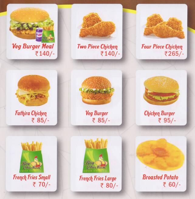 Menu at Big Chicken, Bengaluru, 2J9P+VM9