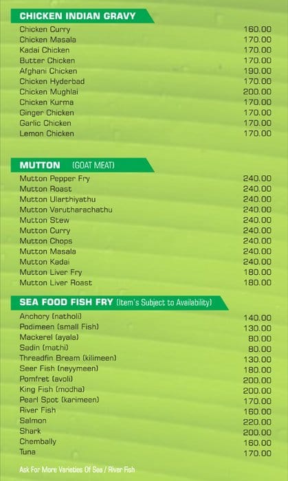 Menu at Green Pepper Multicuisine Restaurant, Bengaluru