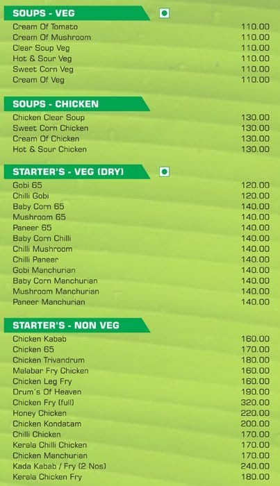 Menu at Green Pepper Multicuisine Restaurant, Bengaluru