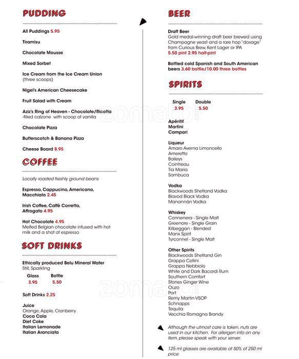 Menu at Fidelio Cafe Farringdon, London