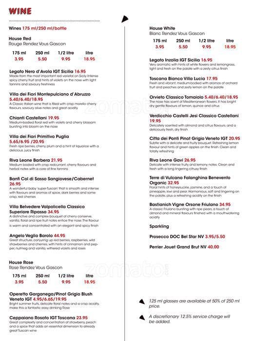 Menu at Fidelio Cafe Farringdon, London