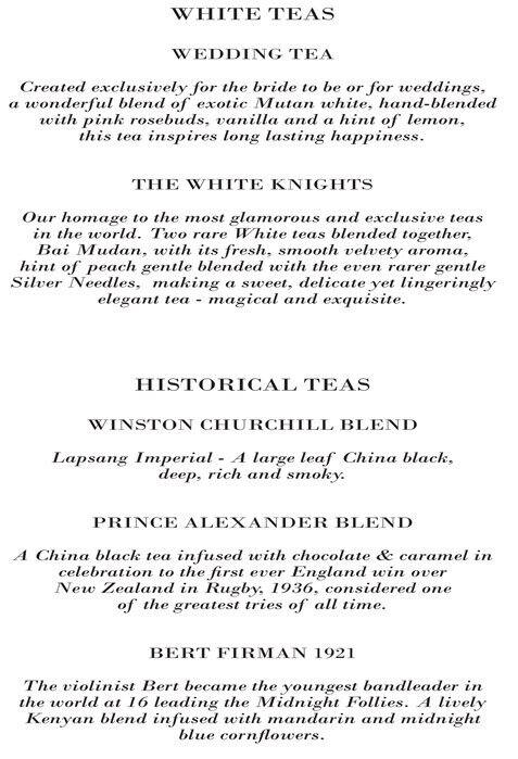 Menu at Afternoon Tea at Corinthia London desserts, London, 10 Whitehall Pl