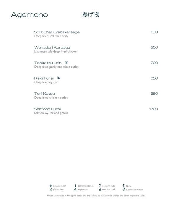 Menu at Senju at Edsa Shangri-La, Manila restaurant, Mandaluyong