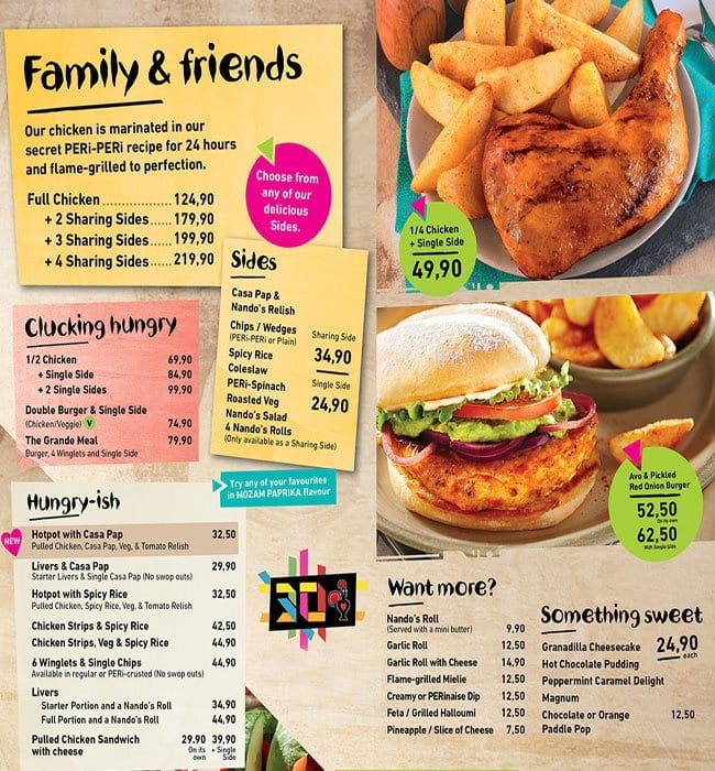 Nando's Menu,Menú para Nando's, Boksburg, East Rand - Zomato SA