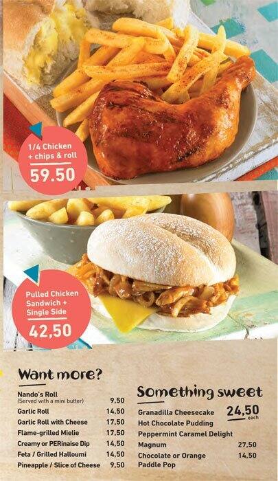 Menu at Nando's restaurant, Midrand, Cnr Harry Galaun & 7th Rd