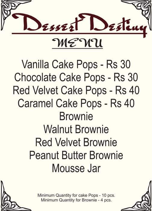 Menu at Dessert Destiny, Chennai