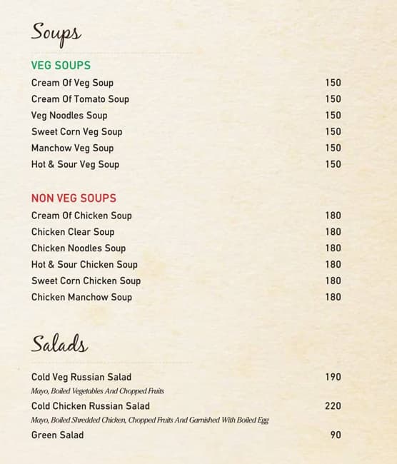 Menu of George Restaurant, Camp Area, Pune