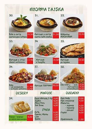 Menu at Tele Sajgon restaurant, Warsaw, Szpitalna 6