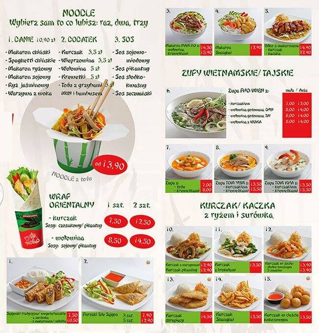 Menu at Tele Sajgon restaurant, Warsaw, Szpitalna 6