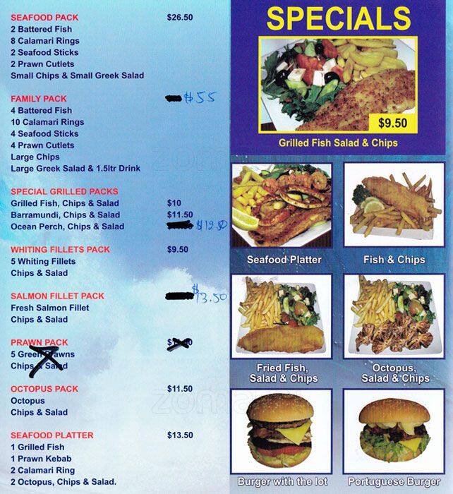 Menu at Blue Waves restaurant, Camden