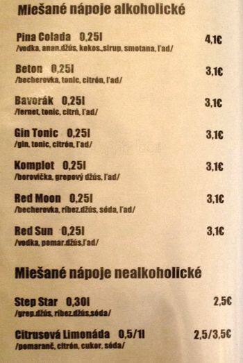 Speisekarte von Siesta Cafe, Bratislava