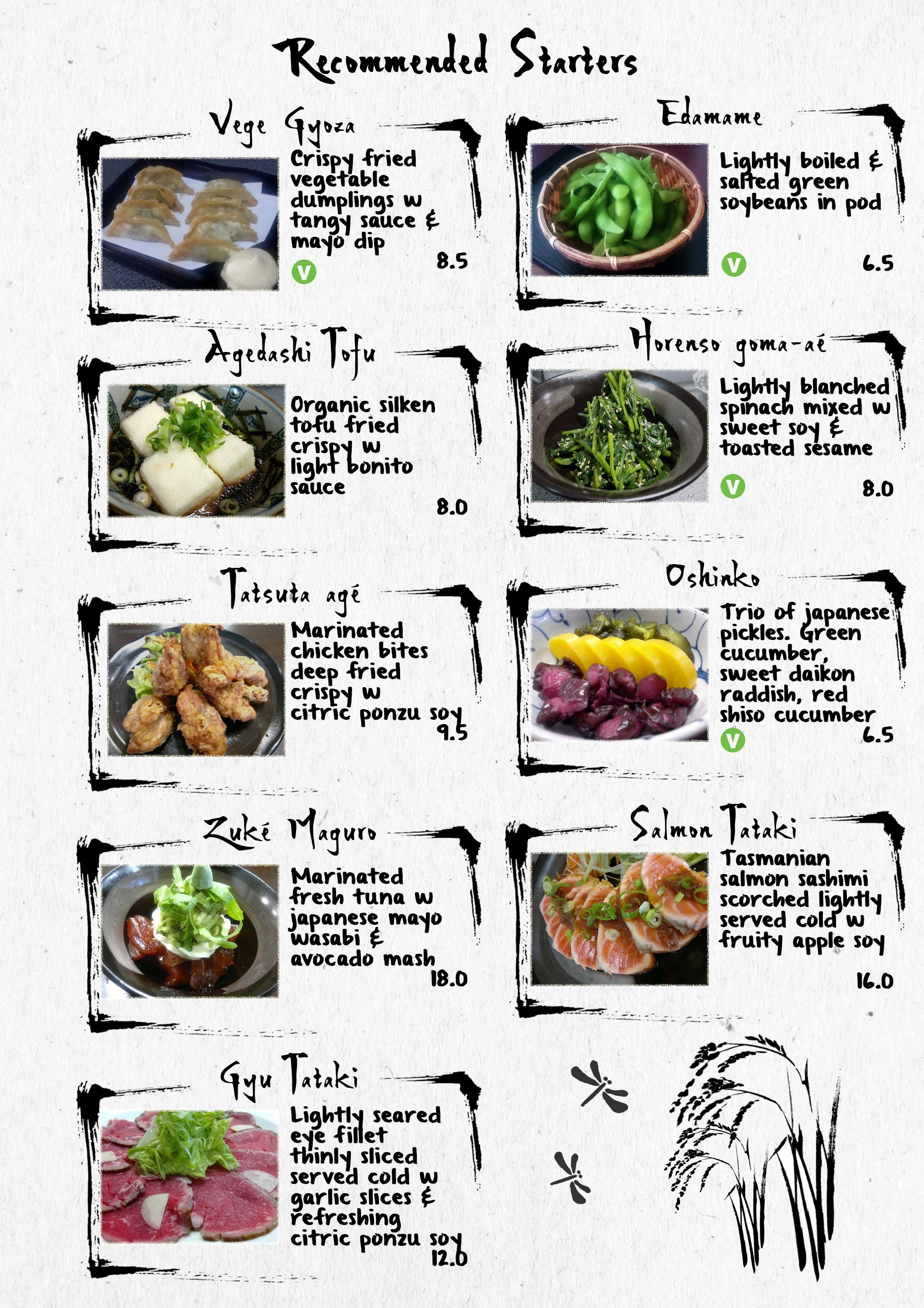 Menu at Tanabe Japanese Restaurant, Mordialloc