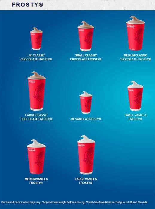 Menu at Wendy's fast food, Farmers Branch, Lyndon B Johnson Fwy