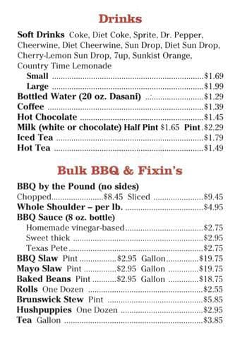 Menu at R&R BBQ, Concord