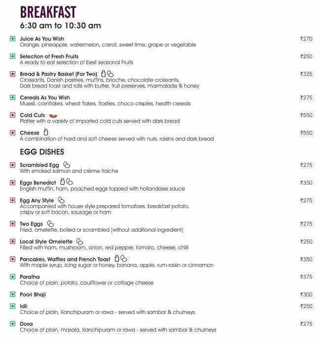 One Atria Cafe - Radisson Blu Atria Menu - Zomato