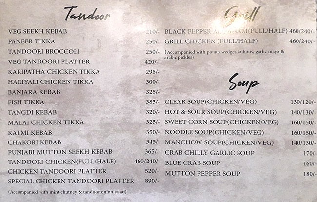Menu of Taawoon Restaurant, Hennur, Bangalore