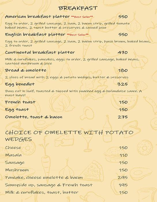 Menu of Cafe Narumeg, Lake Market Area, Kolkata