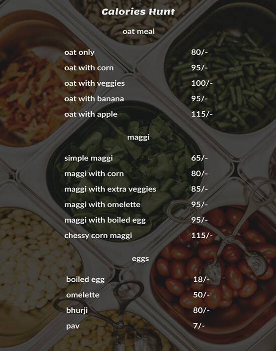 Menu of Calories Hunt, Chembur, Mumbai