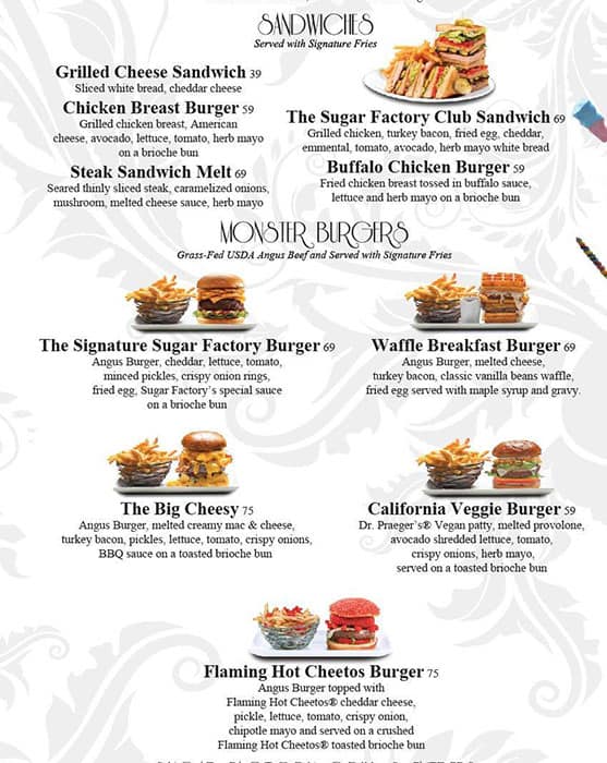 Menu at Sugar Factory restaurant, Al Ain