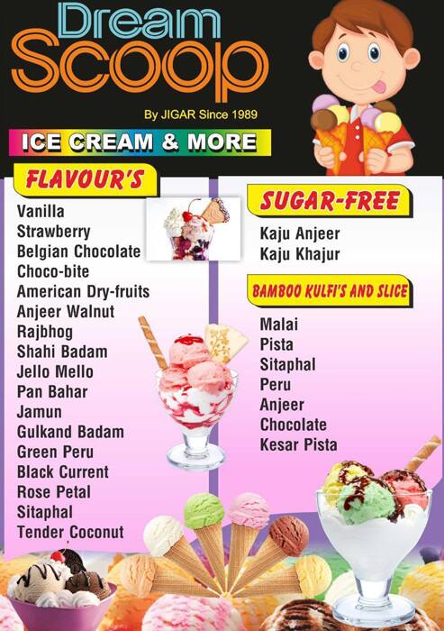 Menu of Dream Scoop, Vile Parle East, Mumbai