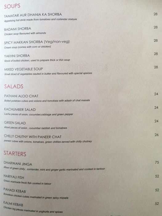 Menu of Kohinoor - Sea View Hotel, Mankhool, Dubai