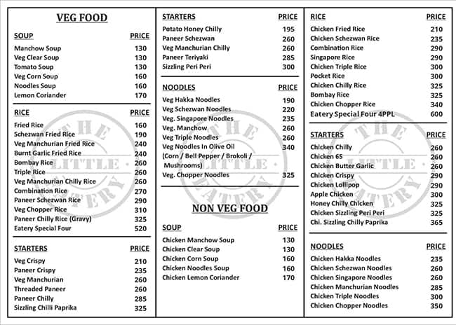 Menu of The Little Eatery Family Restaurant & Cafe, Vasai, Mumbai