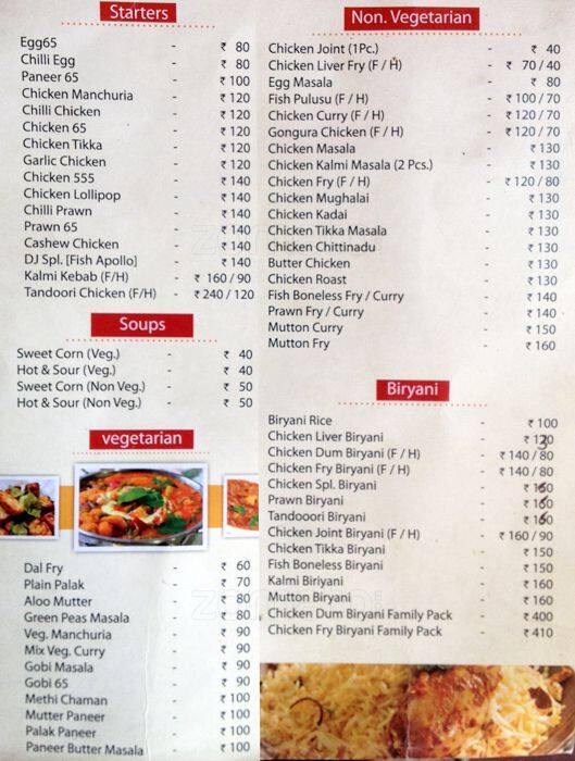 DJ Restaurant Menu, Menu for DJ Restaurant, Maddilapalem, Vizag - Zomato