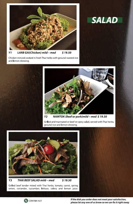 Menu at Thai Lagoon Restaurant, Paraparaumu