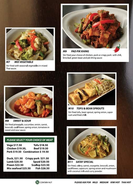 Menu at Thai Lagoon Restaurant, Paraparaumu