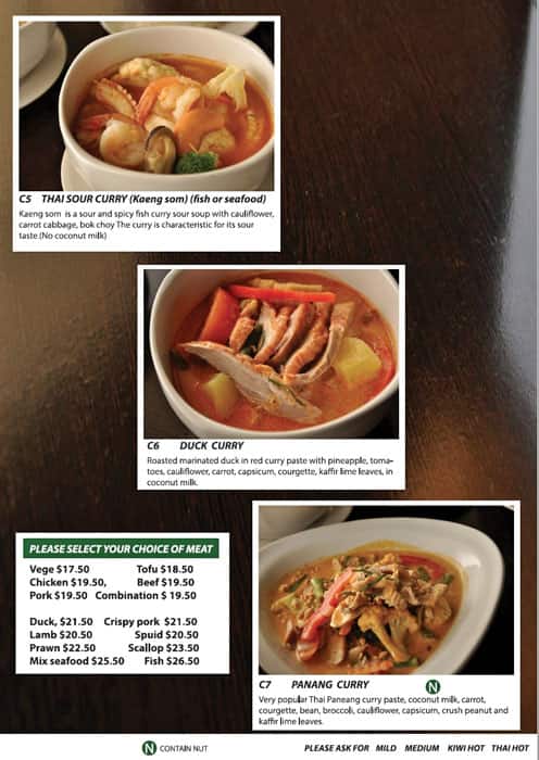 Menu at Thai Lagoon Restaurant, Paraparaumu