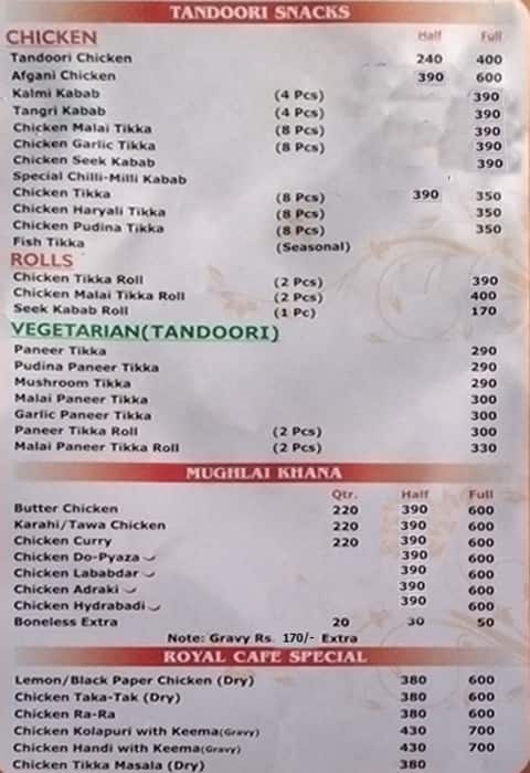 Menu at Minis Royal Cafe Restaurant, Gurugram