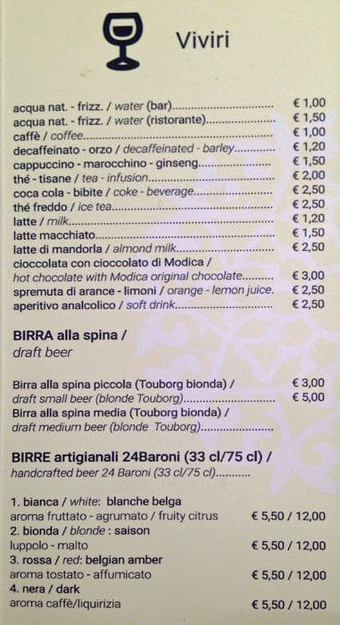 Menu da Siciliano - Brera ristorante, Milano