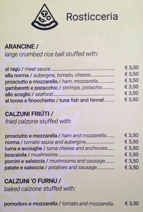 Menu da Siciliano - Brera ristorante, Milano