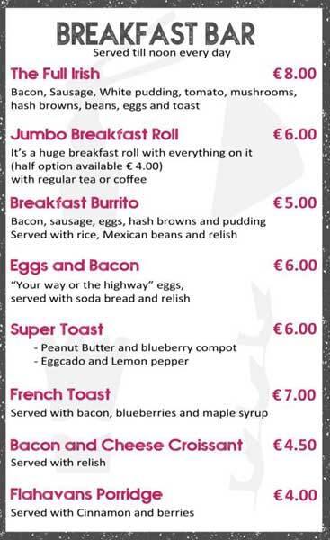 Menu at Street Food Outlet restaurant, Dublin, Main Street