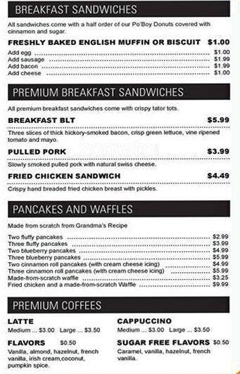 Menu at Rising Sun Cafe, Denton