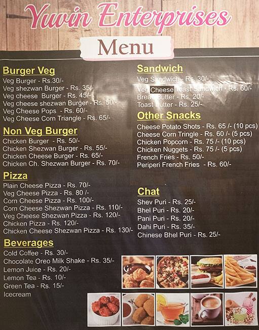 Menu of Yuvin Snacks Corner, Marol, Mumbai