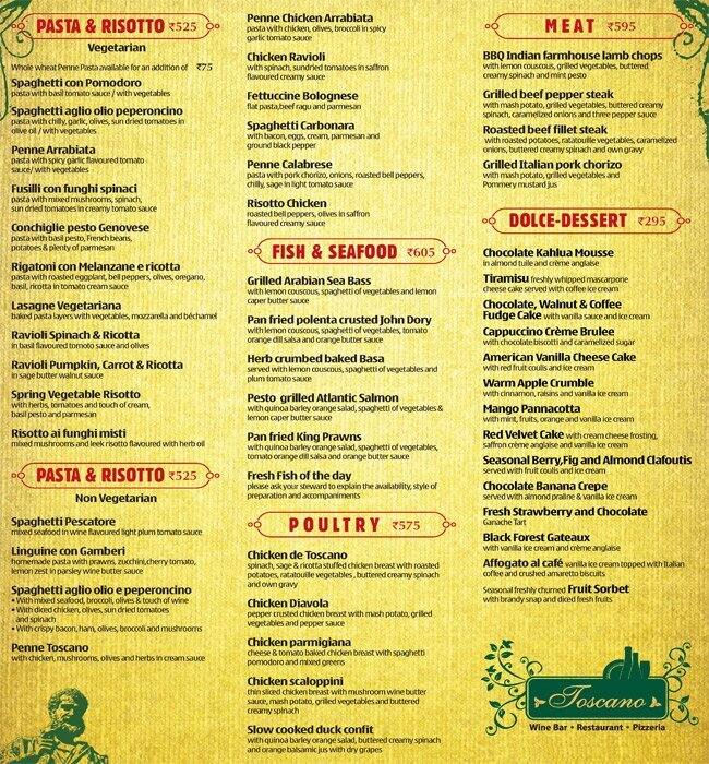 Toscano, Vittal Mallya Road, Bangalore - Zomato