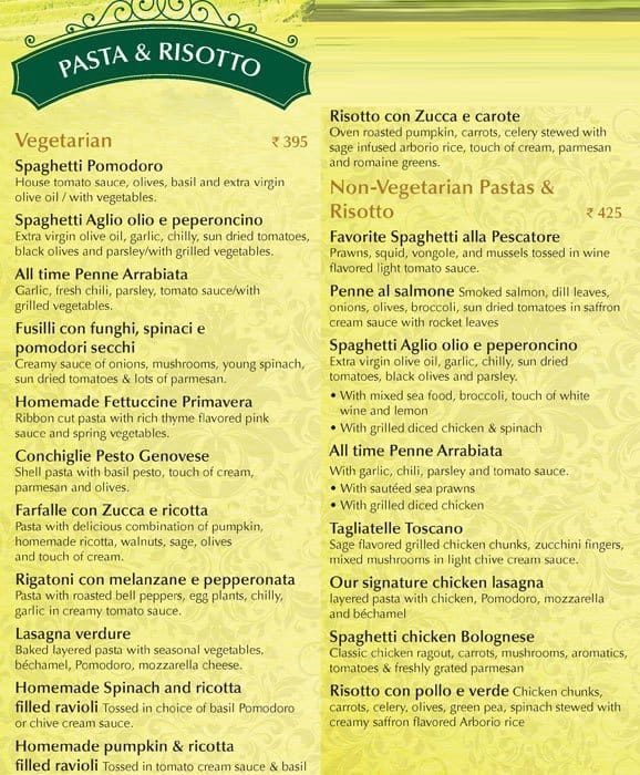 Toscano Menu, Menu for Toscano, Lavelle Road, Bangalore - Zomato