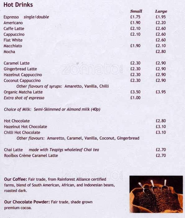 Carta de Abacus Wholefood Cafe, Londres