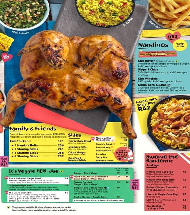 Menu at Nando's V&A Waterfront restaurant, Cape Town, Shop FC01