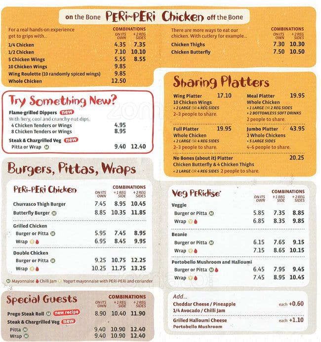 Menu at Nando's Manchester - Printworks restaurant, Manchester, Unit 13