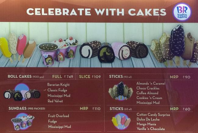 Menu at Baskin Robbins, Lucknow, Ground Floor