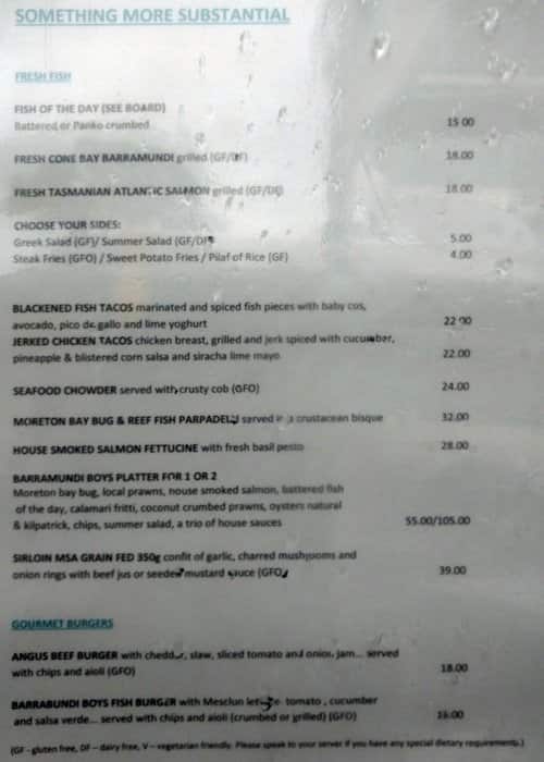 Menu at Fish Cafe Manly, Manly