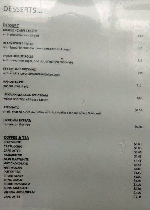 Menu at Fish Cafe Manly, Manly