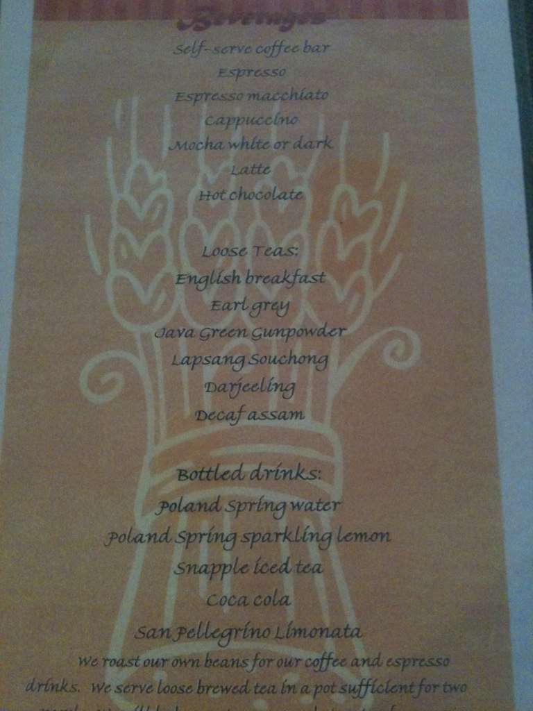 Menu at Five Loaves Bakery, Spencer