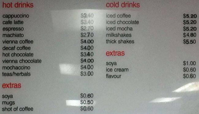 Menu at One Ate Five cafe, Adelaide, 185 Victoria Square