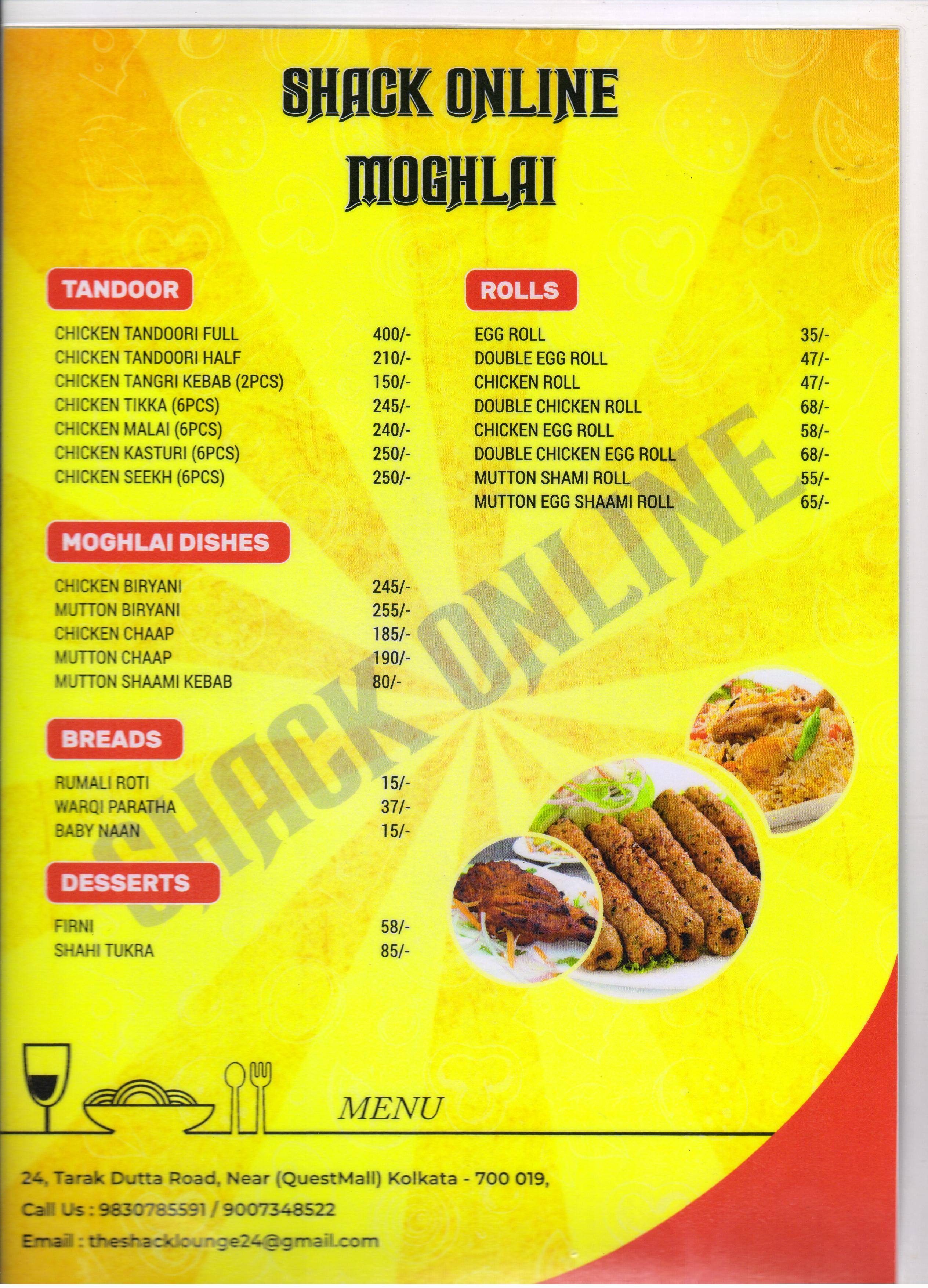 Menu at The sweet Shack, Kolkata